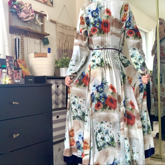 Aratta | Dresses | Aratta Silent Journey Boho Floral Midi Long Sleeve ...